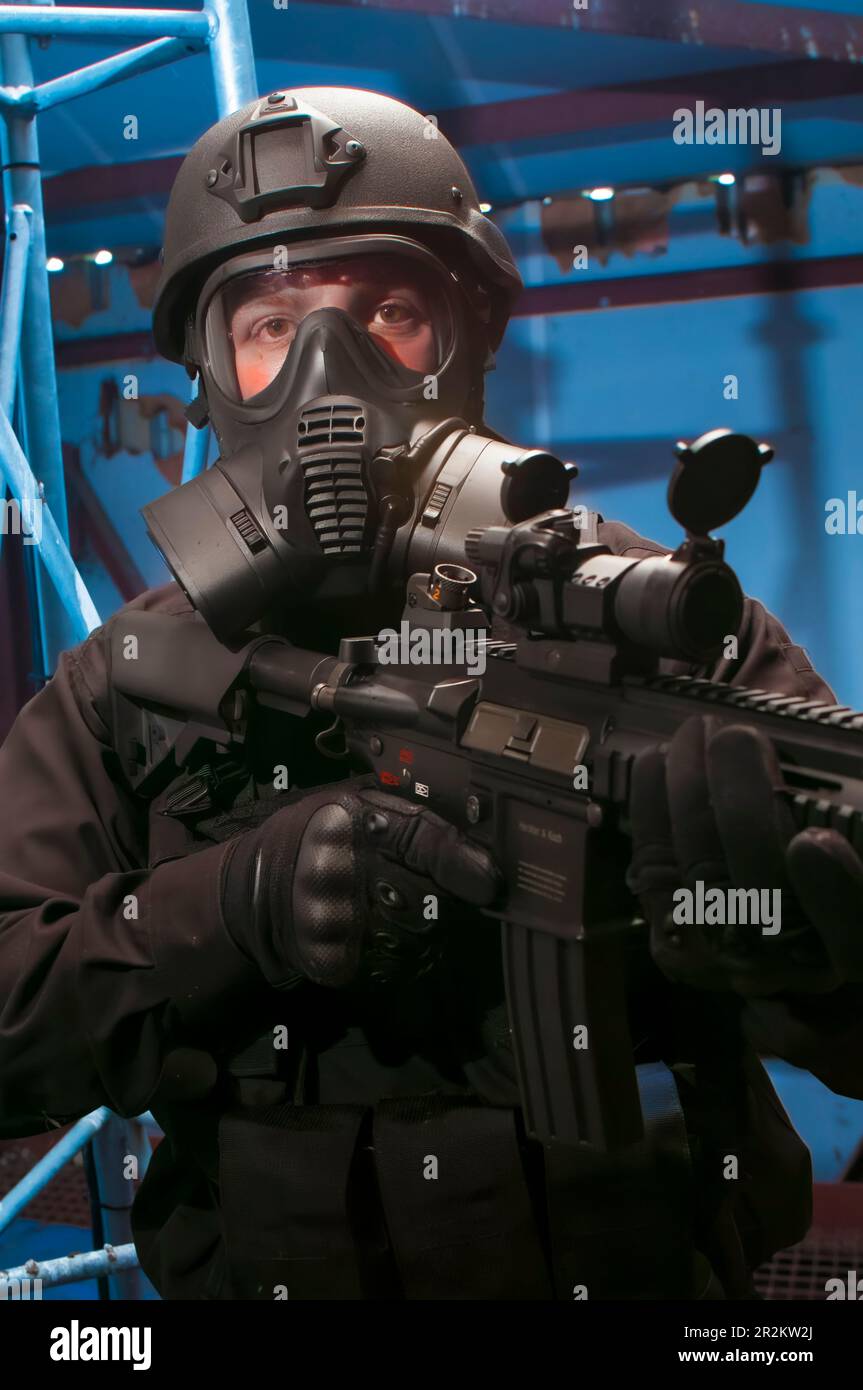 An airsoft player in the role of a British Special Forces soldier from ...