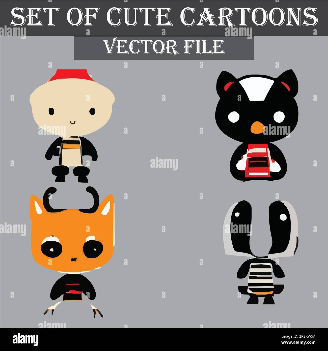 Cute cartoon characters designs vector file Stock Vector Image & Art ...