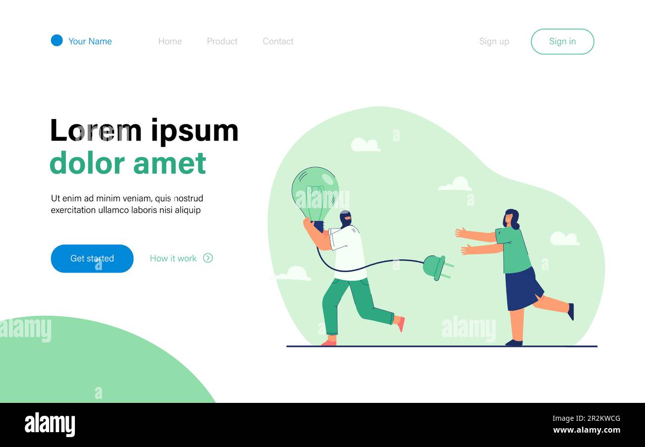 Man running away with stolen idea symbolized by light bulb Stock Vector ...