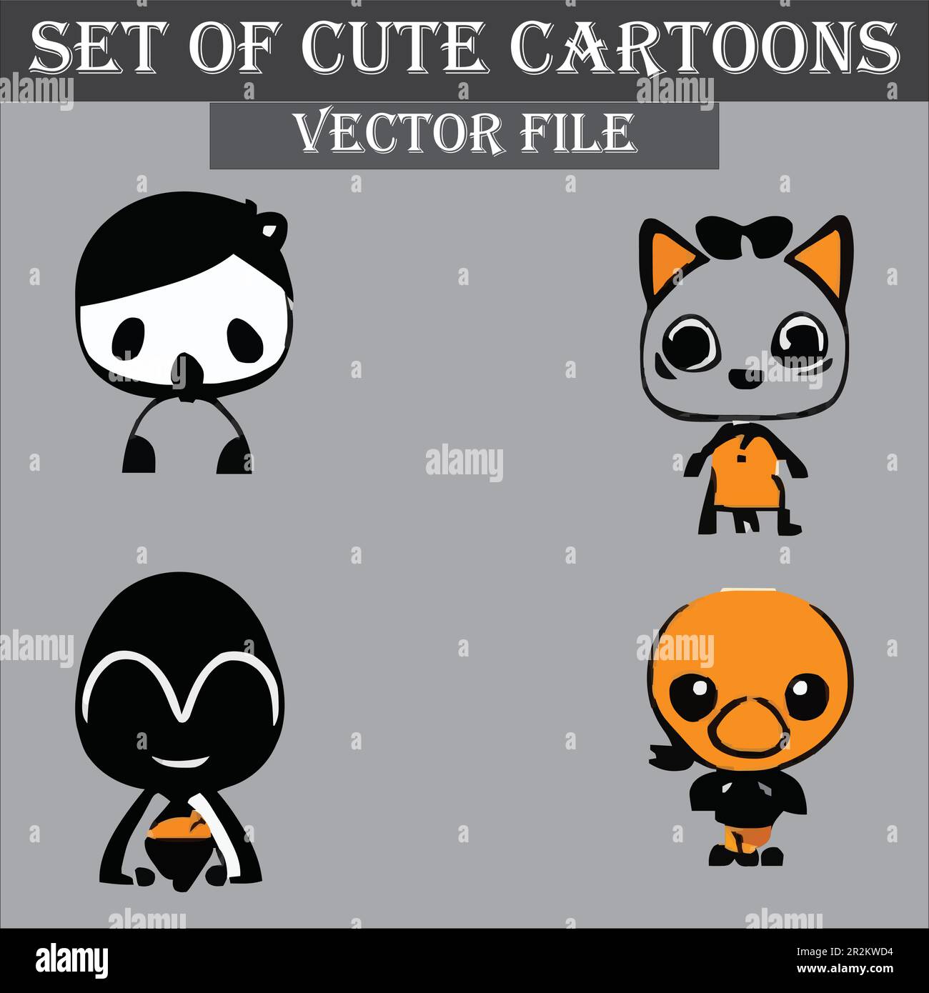 Cute cartoon characters designs vector file Stock Vector Image & Art ...