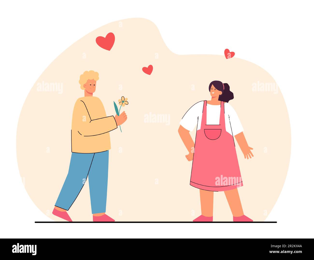 Boy in love giving flower to girl Stock Vector Image & Art - Alamy