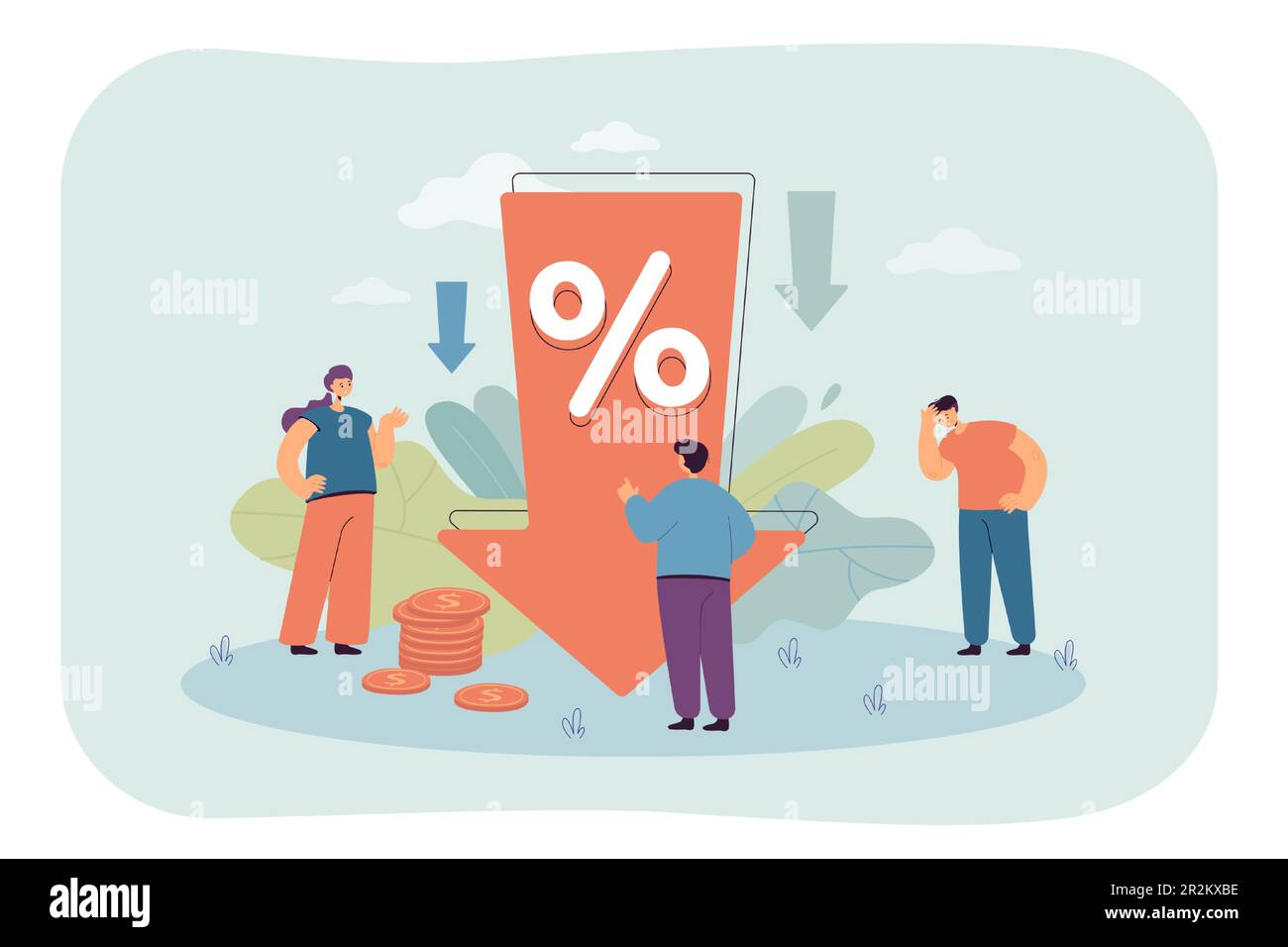 Down arrow with percentage decrease Stock Vector Image & Art - Alamy