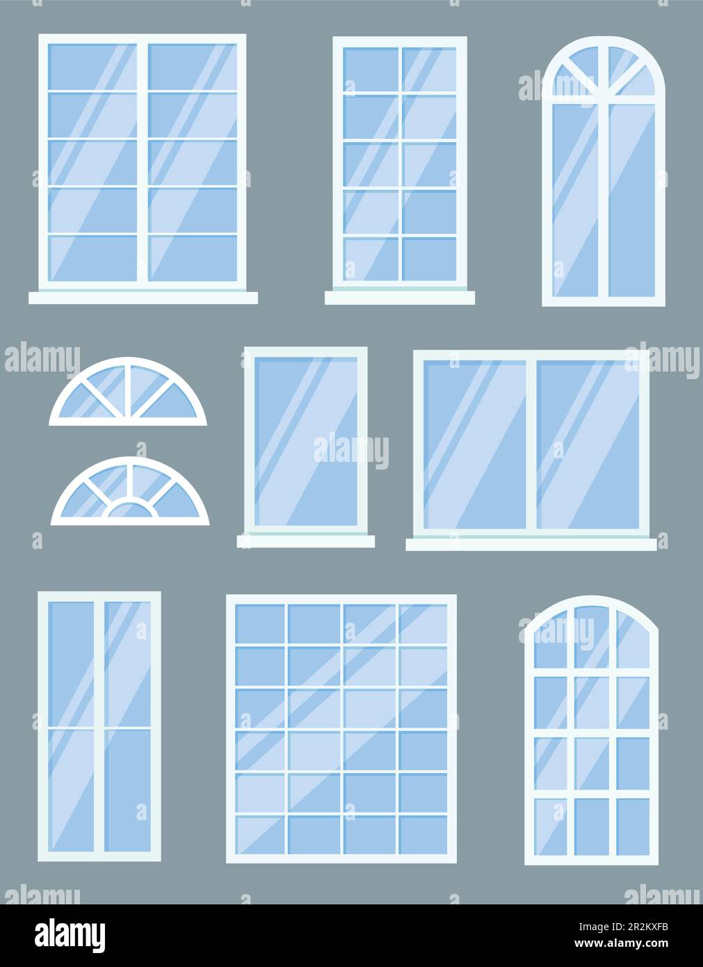 Colorful set of windows cartoon vector illustration Stock Vector Image ...