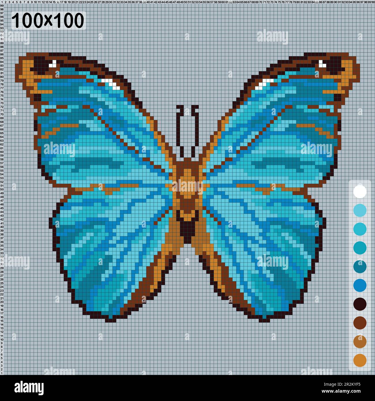 Blue butterfly, scheme for knitting or cross-stitch Stock Vector Image ...
