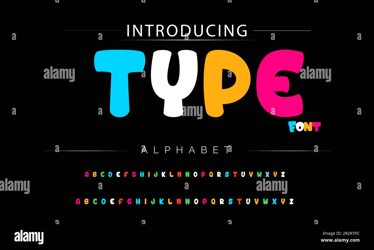 Funky colorful cartoon font type. Vector alphabet Stock Vector Image ...