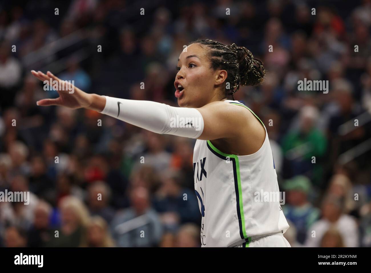 Minnesota Lynx forward Napheesa Collier (24) talks to teammates during ...