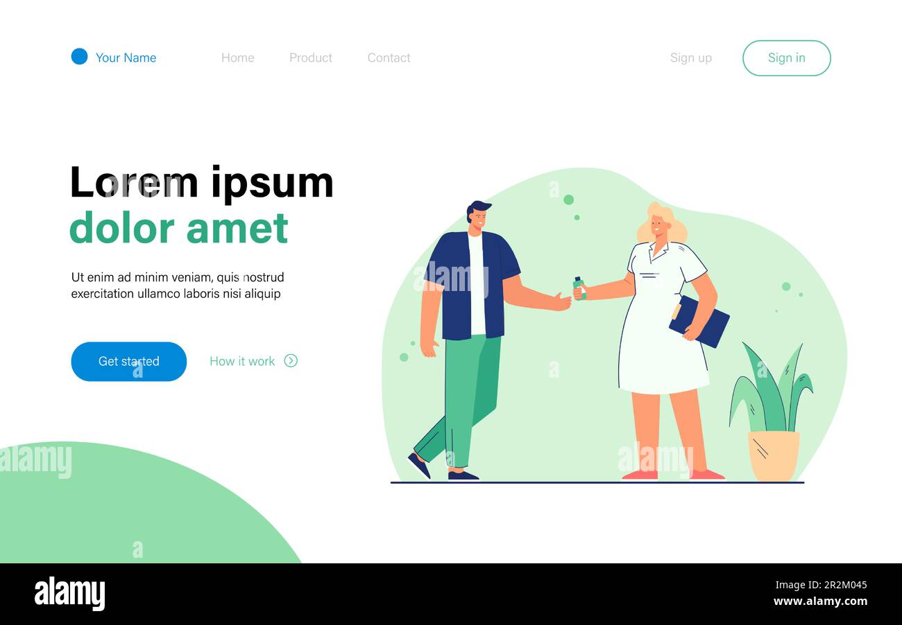 Cartoon doctor giving medicine to man Stock Vector Image & Art - Alamy