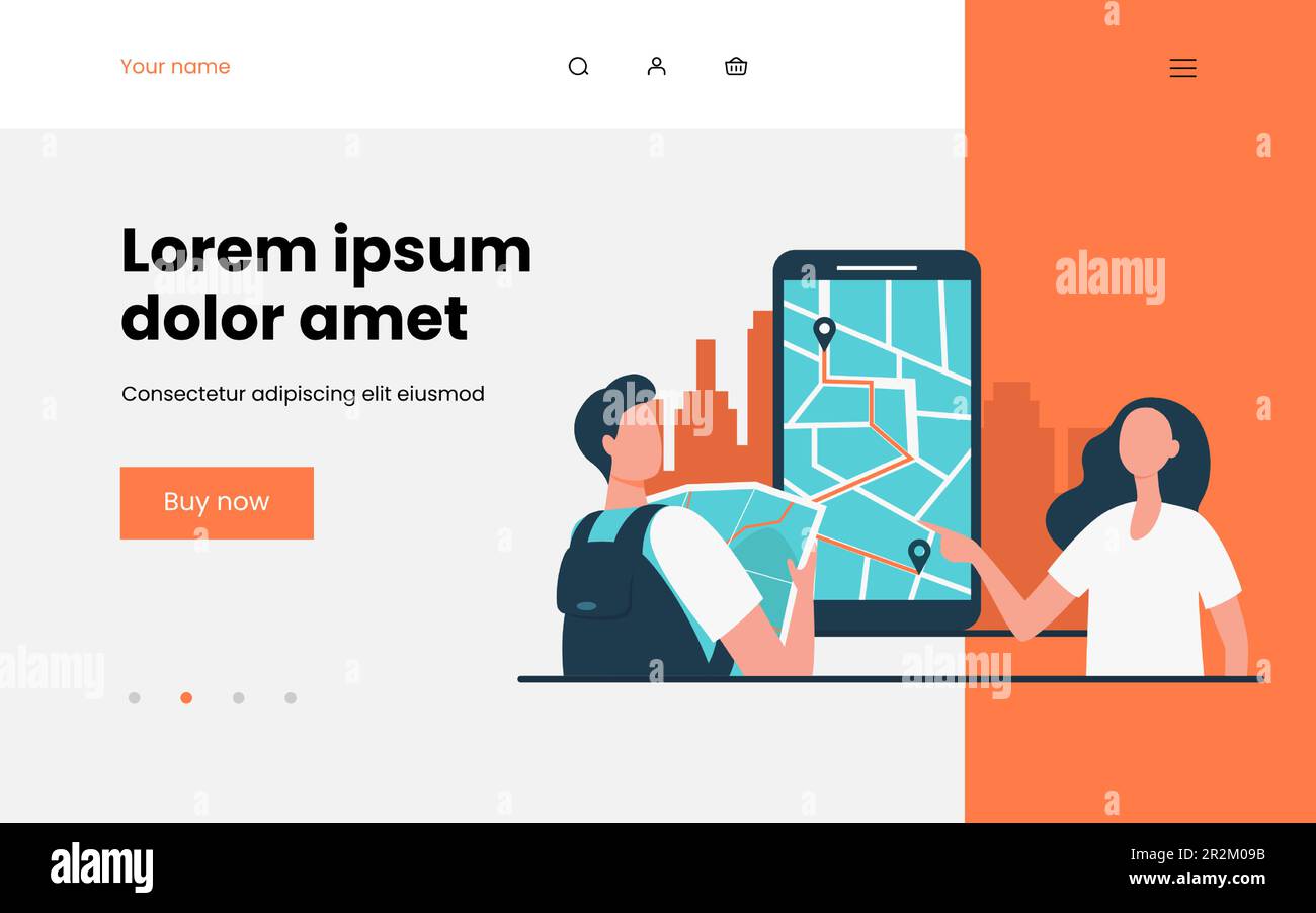 Young people using paper and online map Stock Vector Image & Art - Alamy