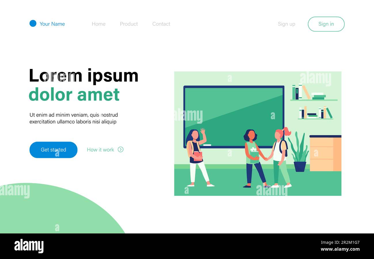 Schoolgirls meeting in classroom Stock Vector Image & Art - Alamy