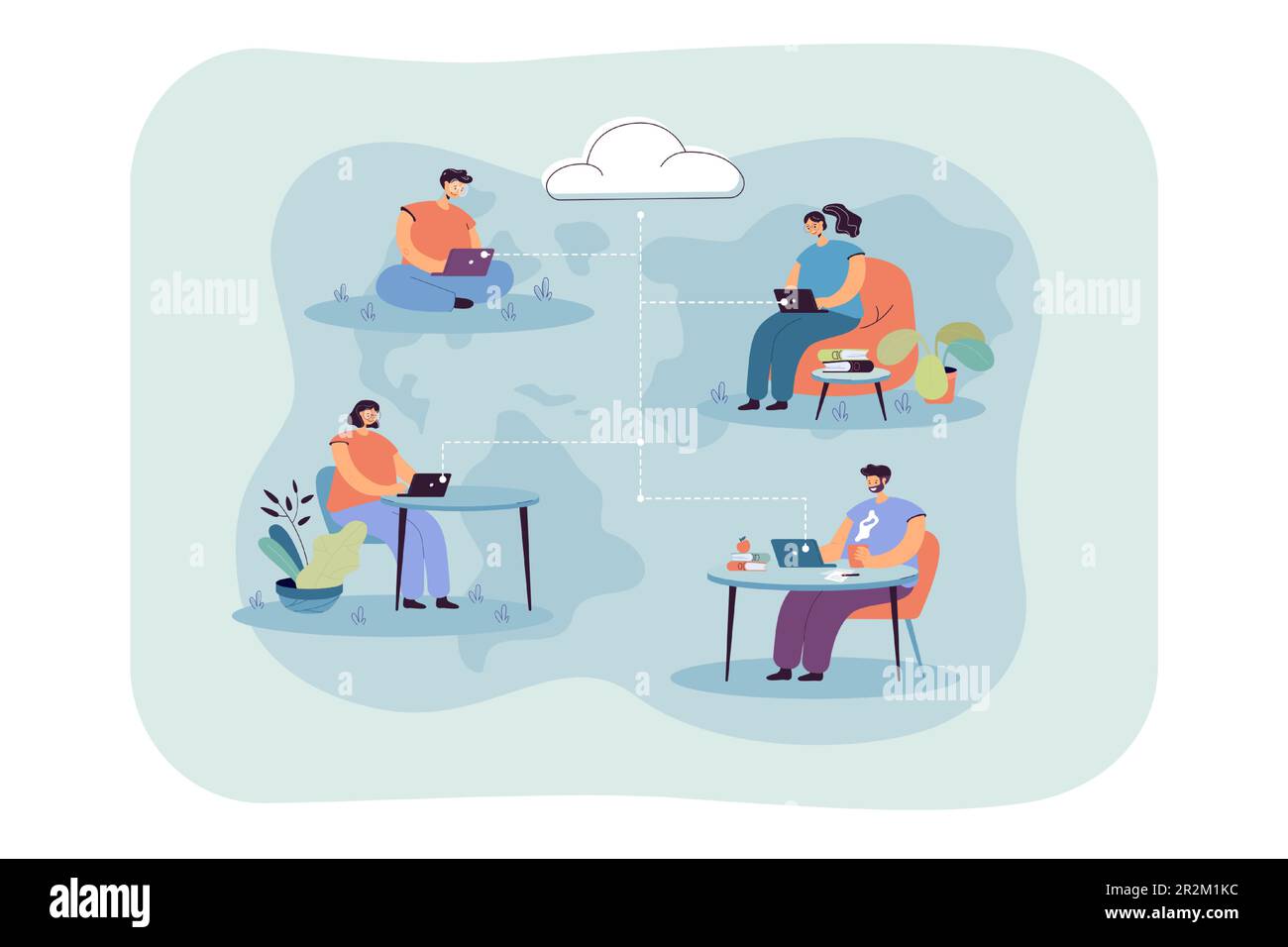 Team of employees using cloud system Stock Vector Image & Art - Alamy