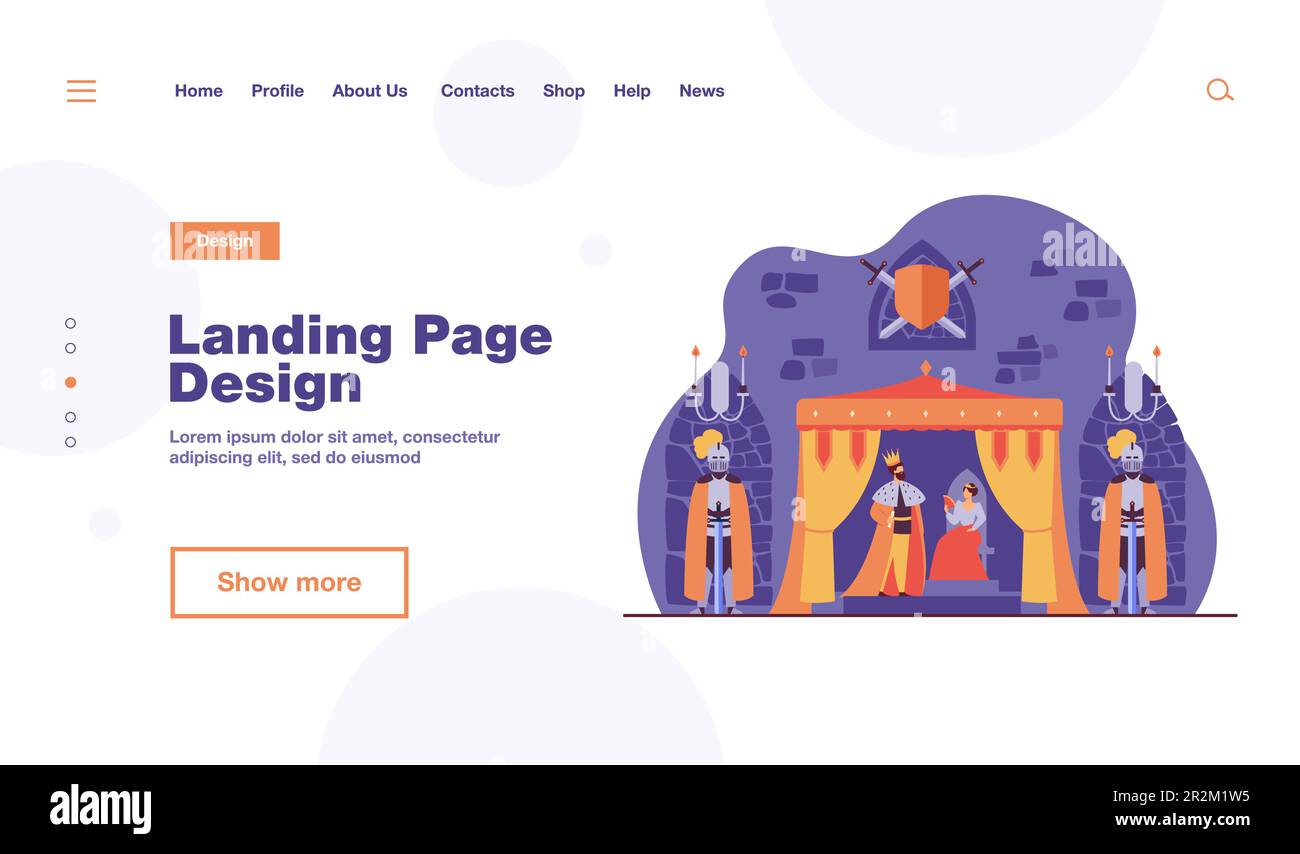 Medieval king and queen on throne under guard of knights Stock Vector ...