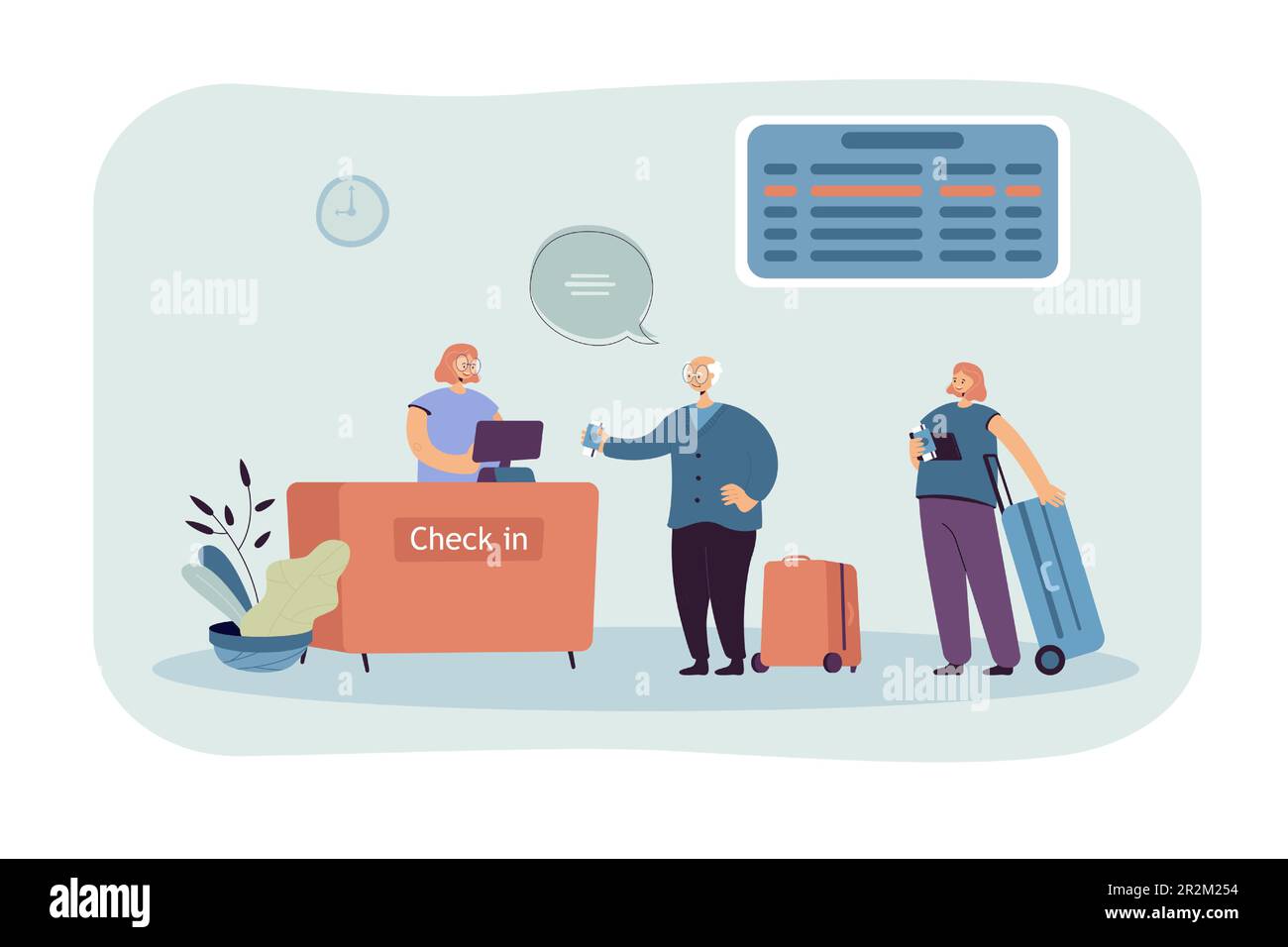 Elderly man checking in for flight vector illustration Stock Vector ...