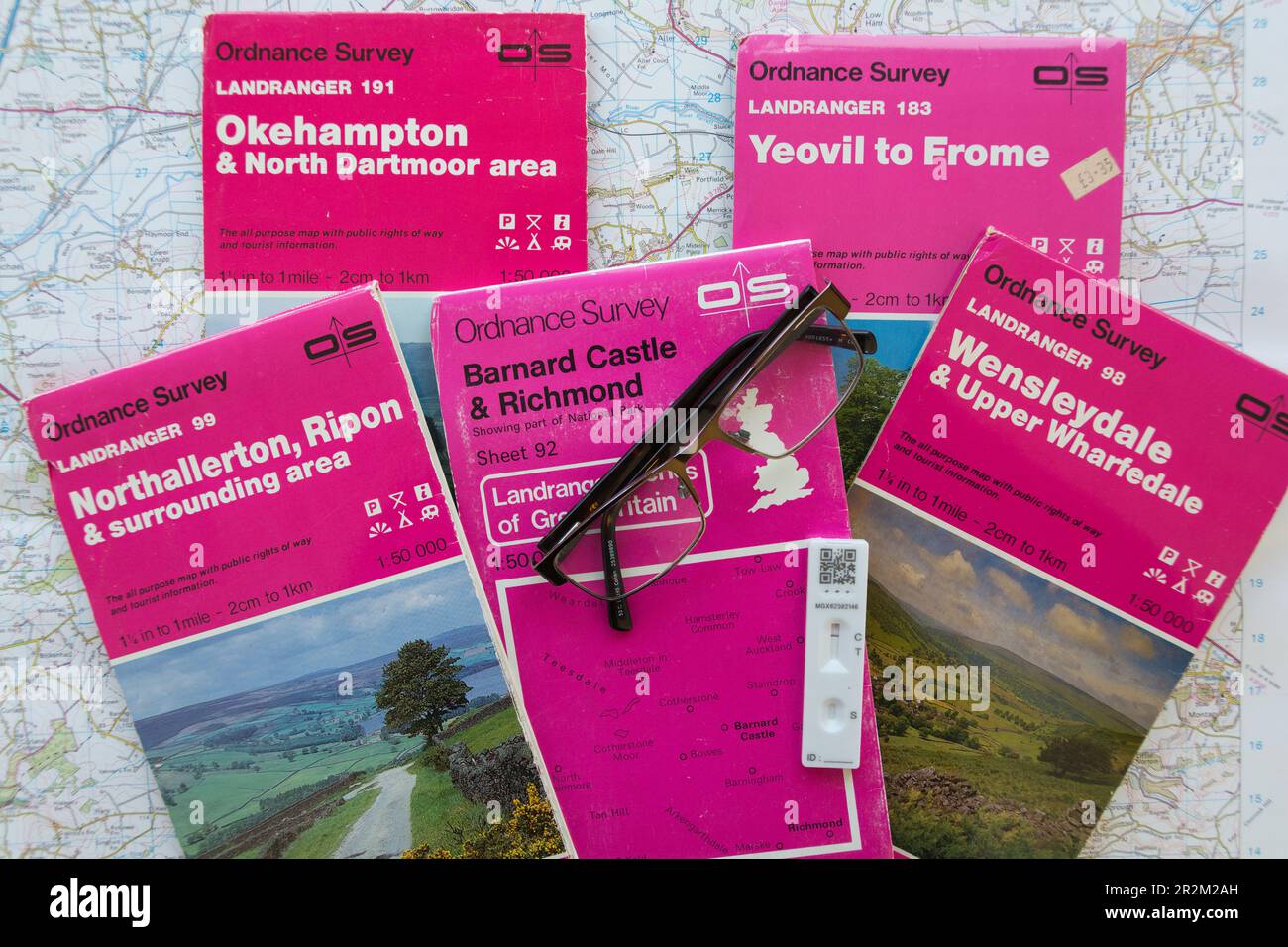 Closeup of an Ordnance Survey Landranger map of Barnard Castle County ...