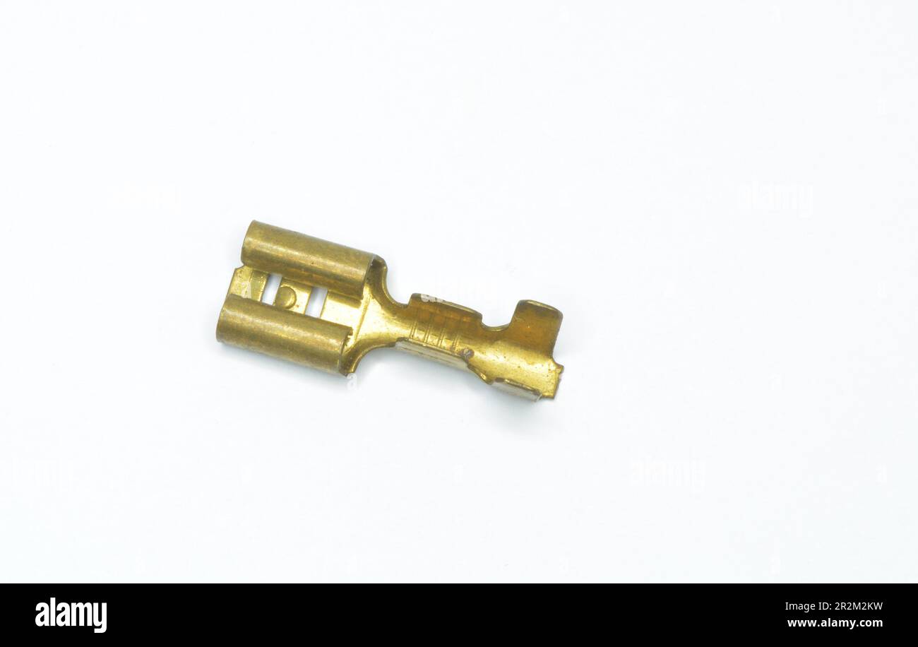 Brass female terminal isolated on white background Stock Photo - Alamy