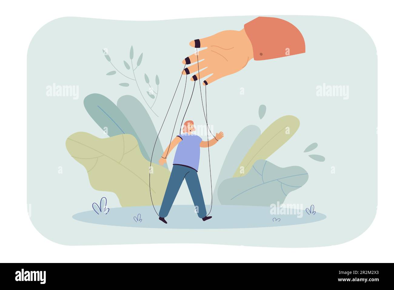 Hand holding girl on strings flat vector illustration Stock Vector ...