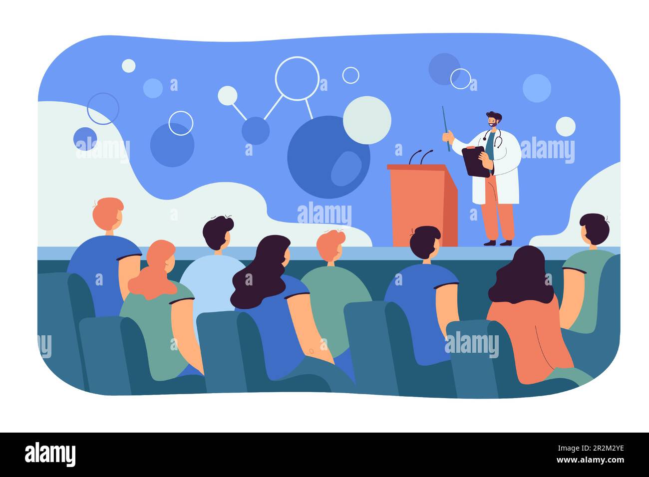 Cartoon doctor talking to audience at medical seminar Stock Vector ...