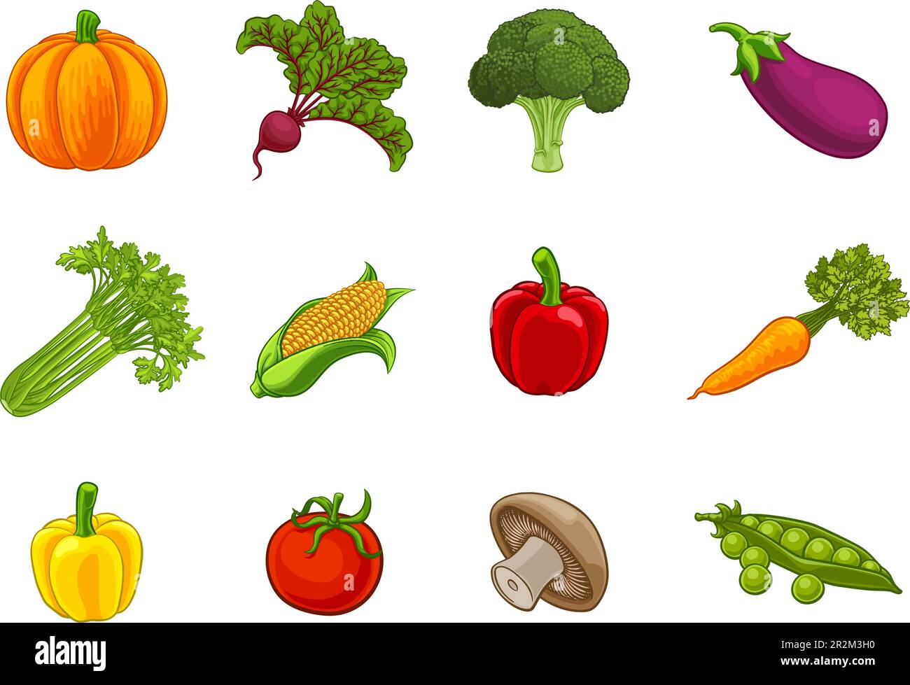 Vegetables Vegetable Icon Cartoon Set Collection Stock Vector Image ...