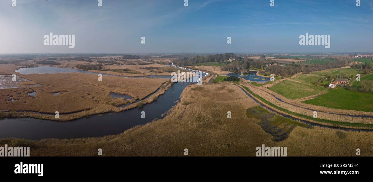 Panoramic aerial view showing The River Ant and How Hill estate near ...