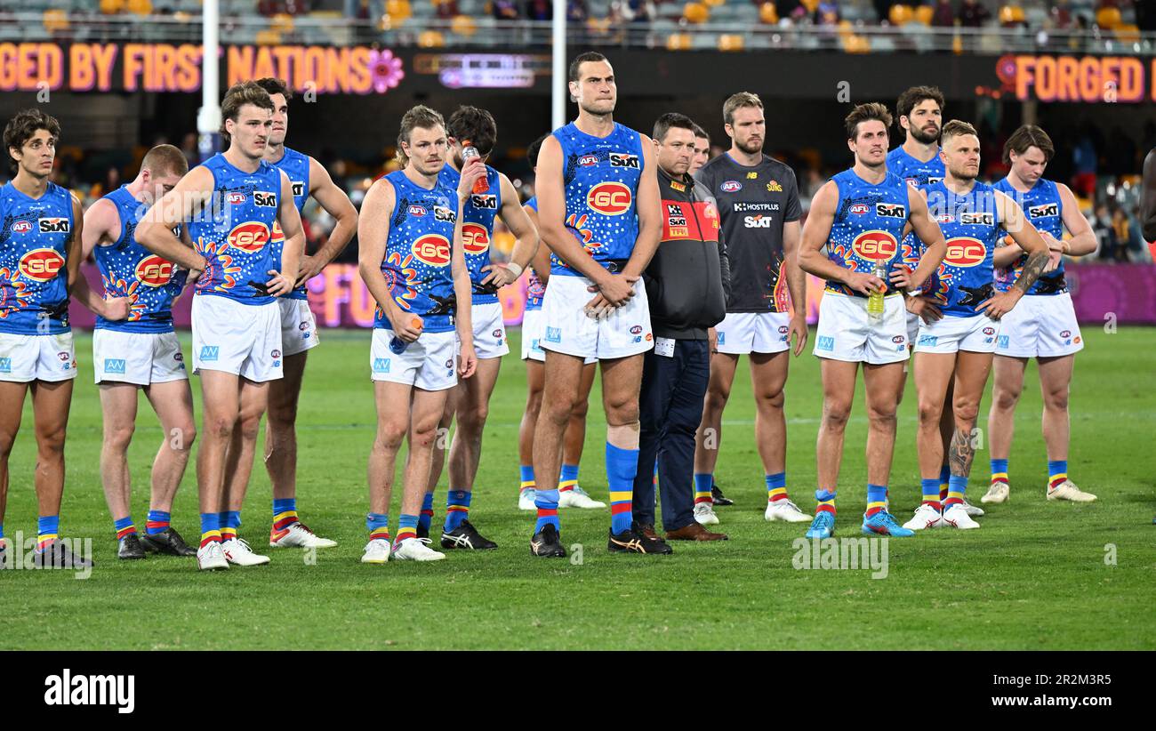 Suns players are seen after losing the AFL Round 10 match between the ...