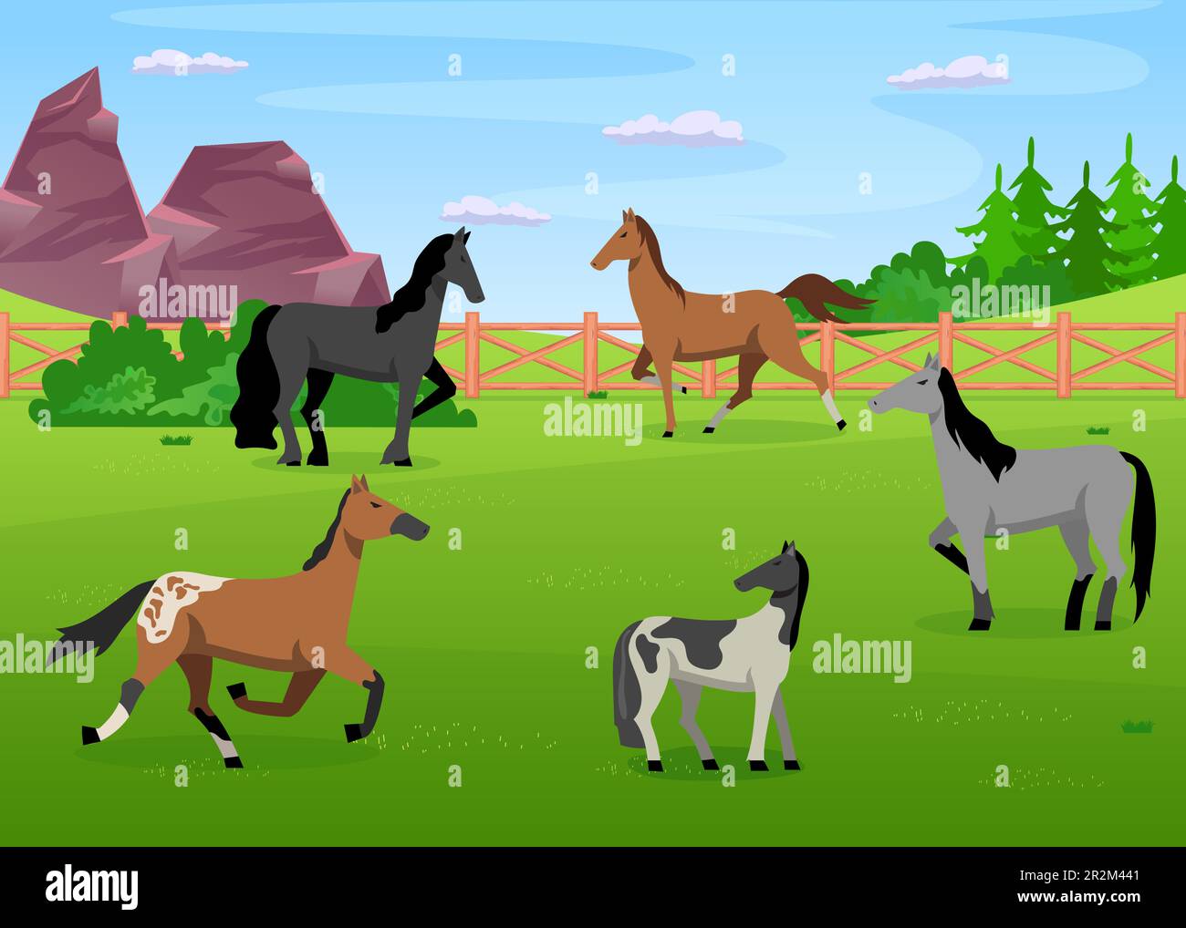 Horse grazing in farm Stock Vector Images - Alamy