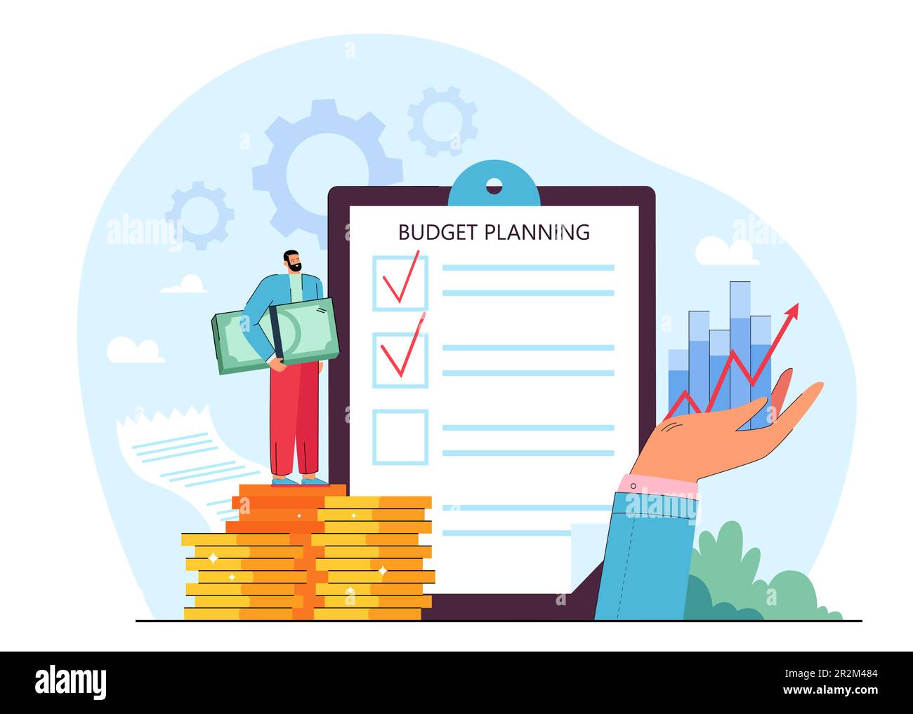 Checklist of budget plan on clipboard flat vector illustration Stock ...