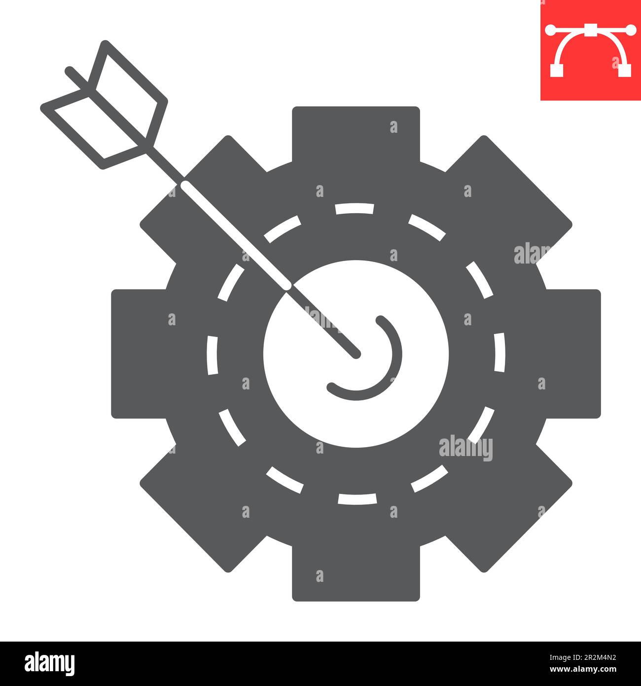 Target arrow and cogwheel glyph icon, solution and business , problem ...