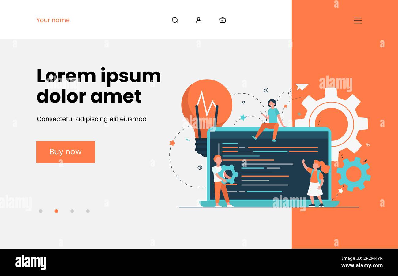 Tiny cute children learning coding Stock Vector Image & Art - Alamy