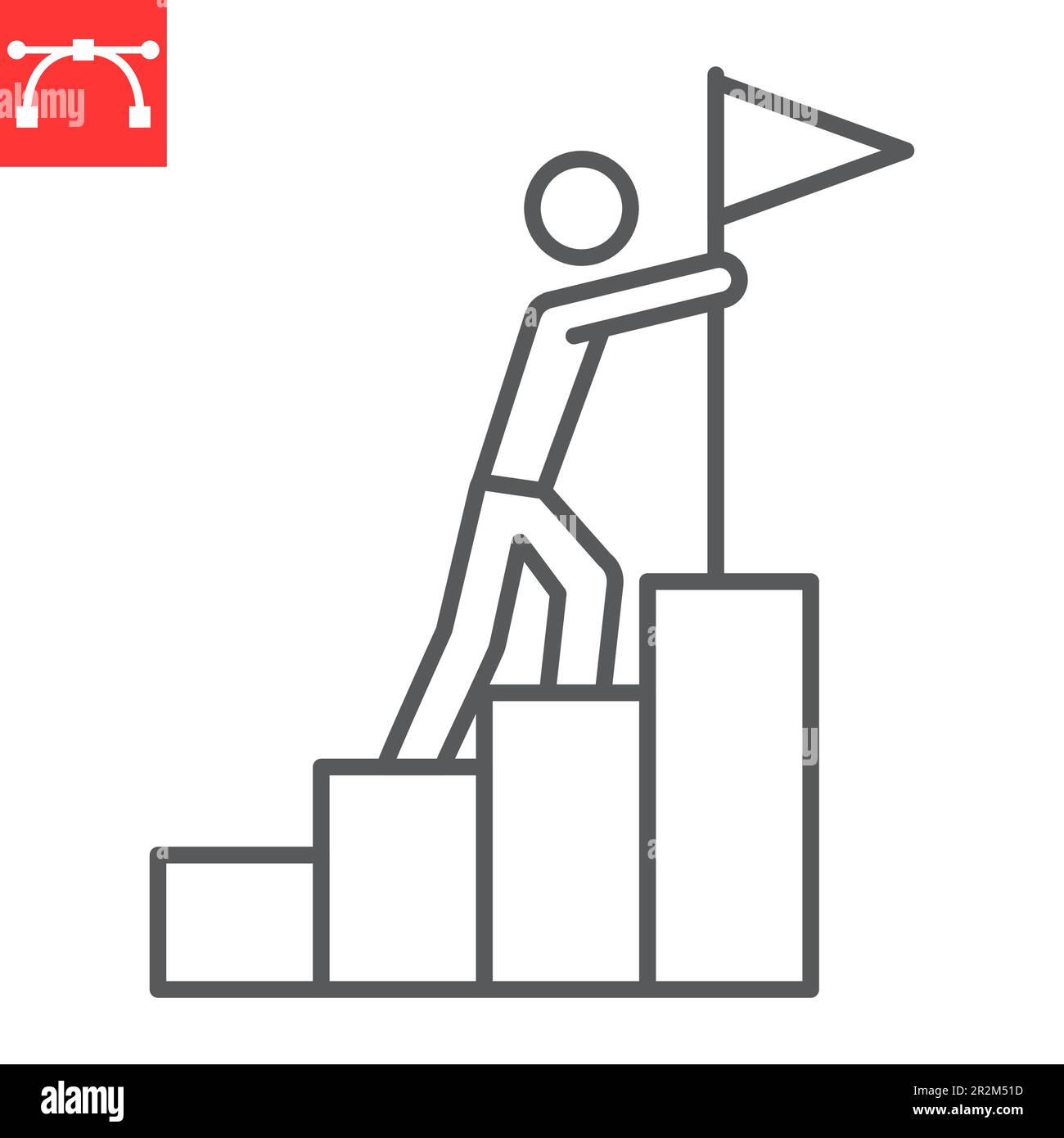 Goal by achieving the next step line icon, solution and business ...