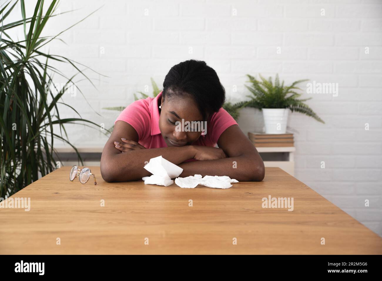 Young African American woman exchange student girl crying and feeling ...