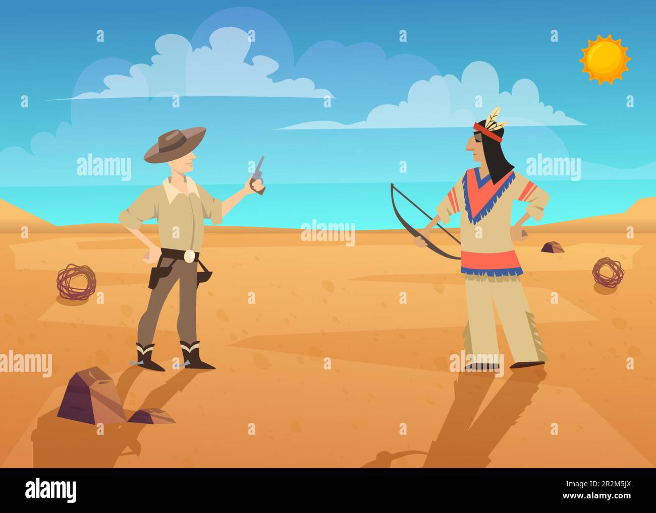 Duel of cowboy and Indian in desert Stock Vector Image & Art - Alamy