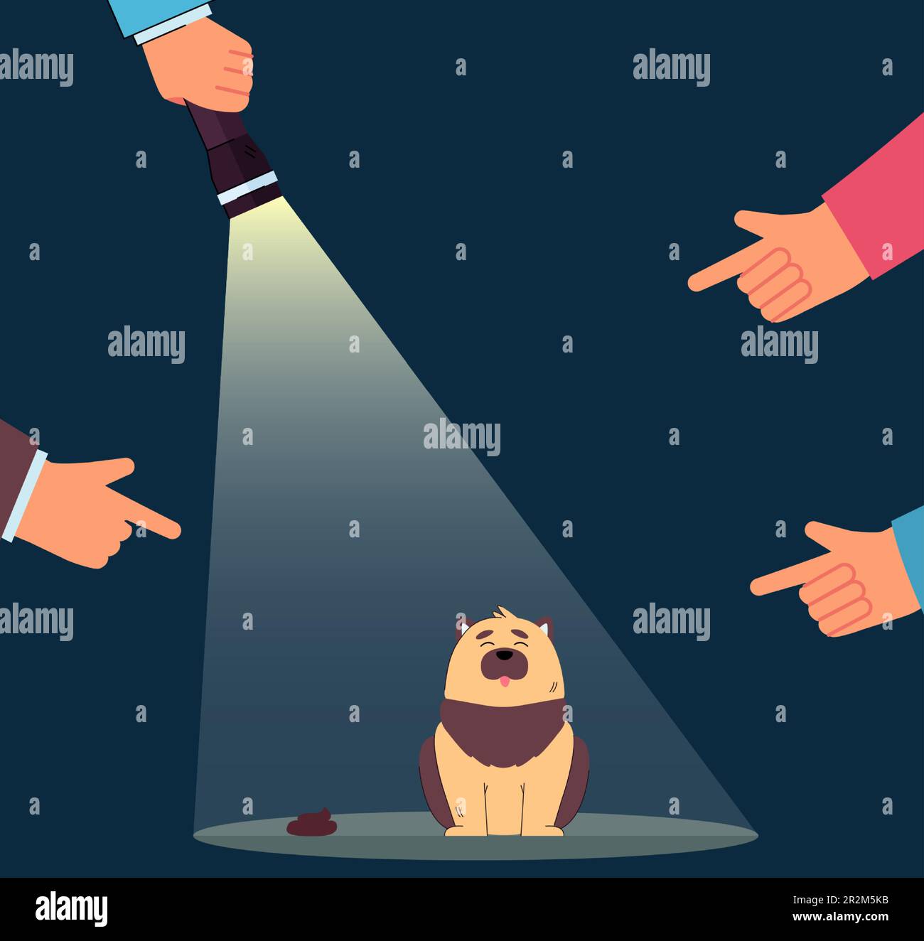 Fingers pointing at guilty dog flat vector illustration Stock Vector ...