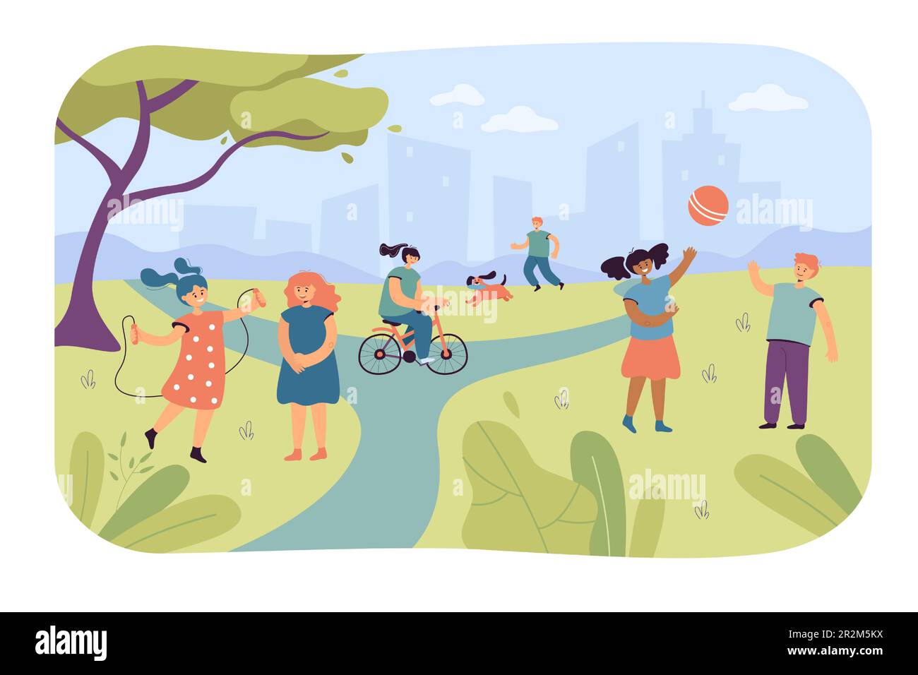 Children playing in park illustration hi-res stock photography and ...