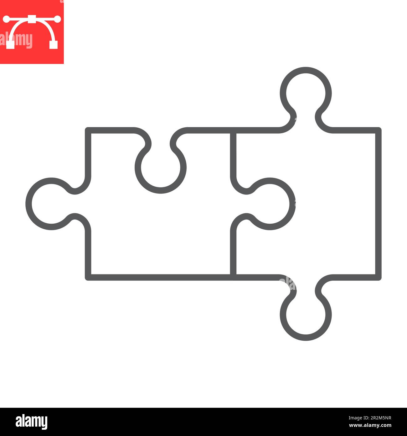 Puzzle pieces line icon, solution and solving, two puzzle vector icon ...