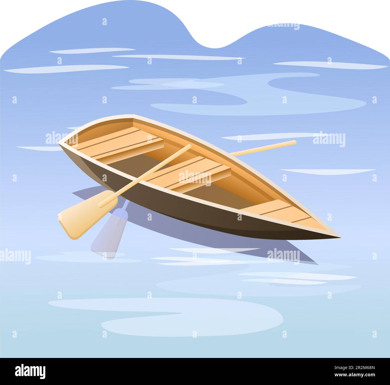 Boat illustration. Boat, paddle, wooden, water. Editable vector graphic ...