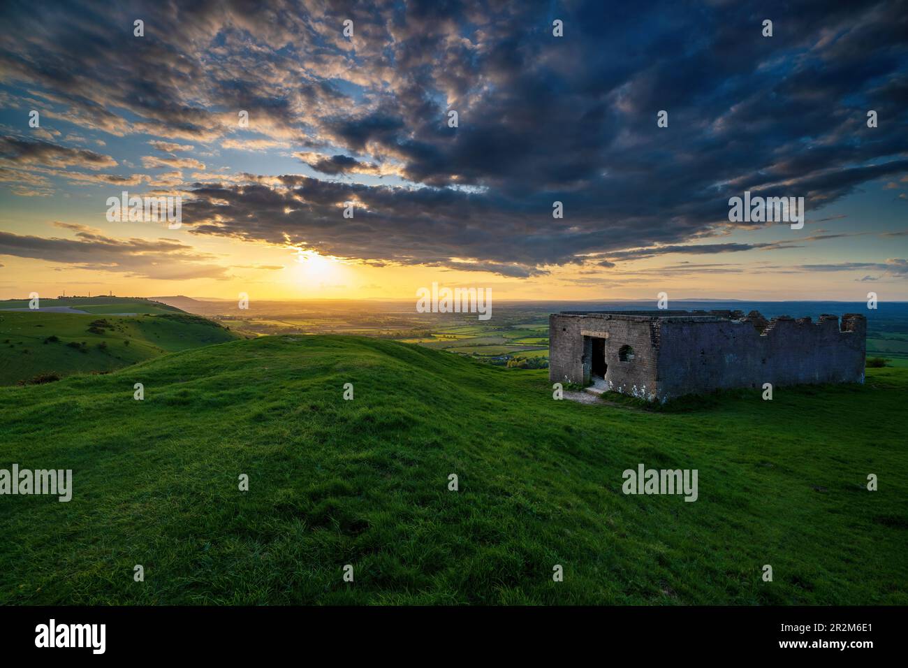 The South Downs countryside during sunset at Devil's Dyke near Brighton ...