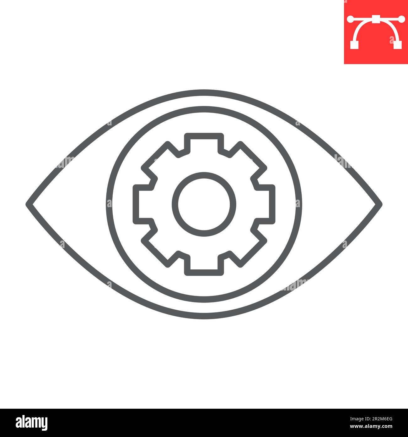 Vision line icon, solution and business, eye cogwheel vector icon ...