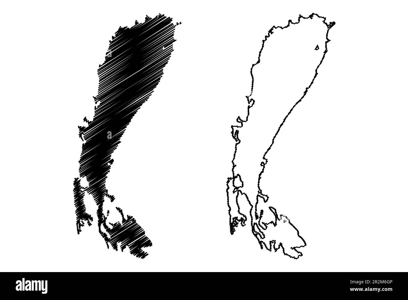 Lake Neusiedl (Austria, Hungary) map vector illustration, scribble ...