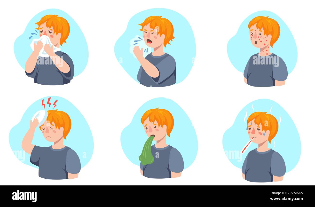 Set of boy sickness symptoms Stock Vector Image & Art - Alamy