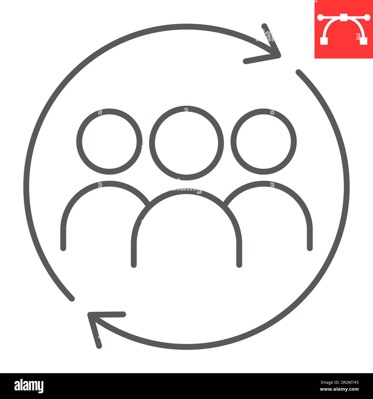 Update team line icon, solution and business, rotating arrow and person ...