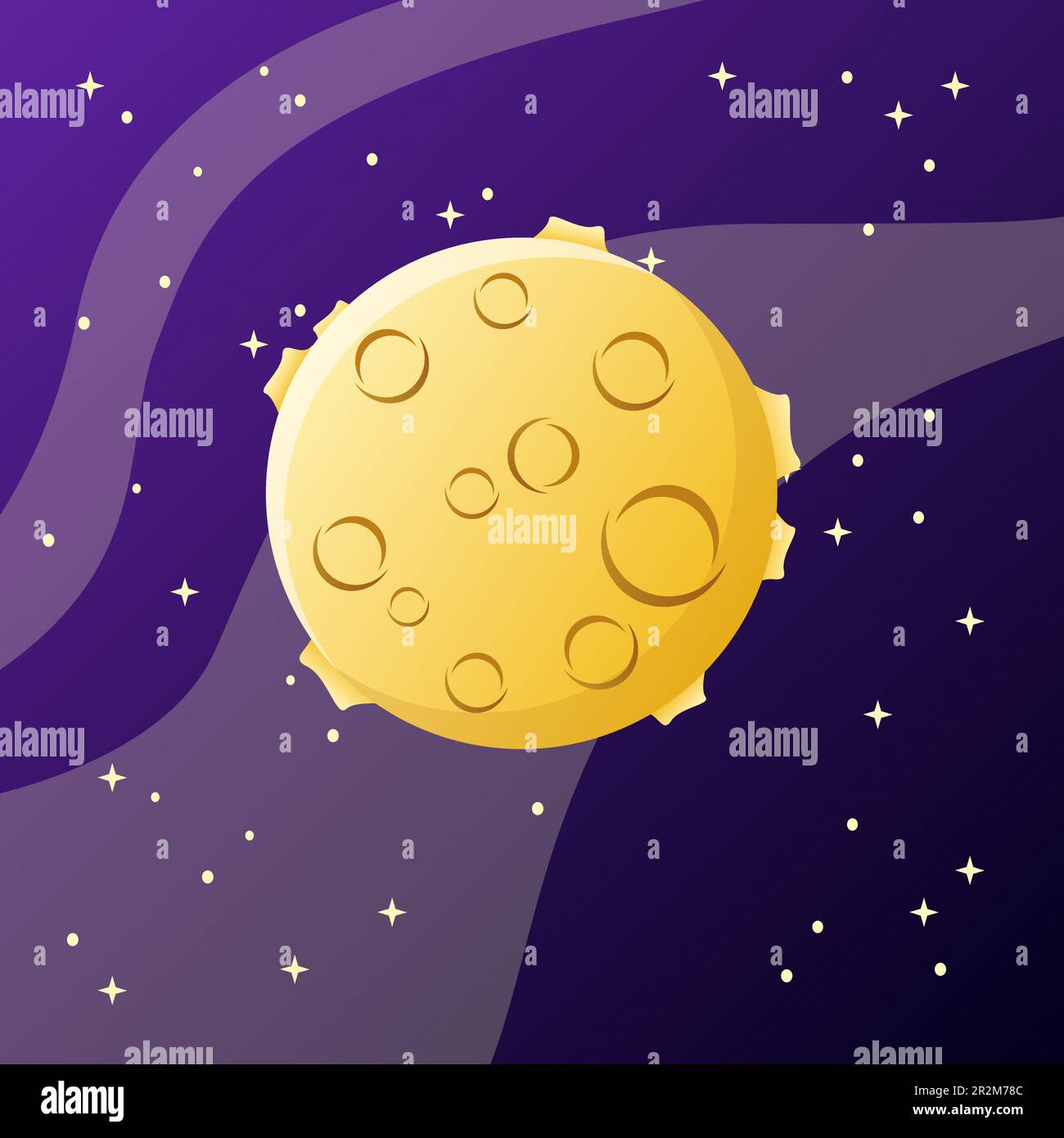 Moon illustration. Round, stars, space, craters. Editable vector ...