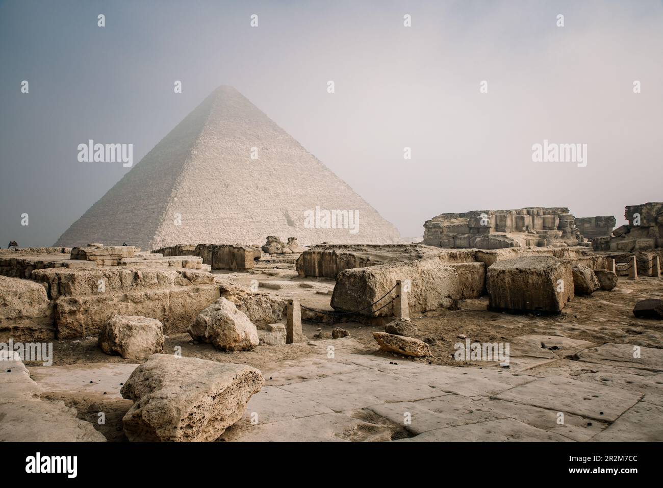 View to the Menkaure Pyramid from the Khafre Pyramid, Egypt Stock Photo ...
