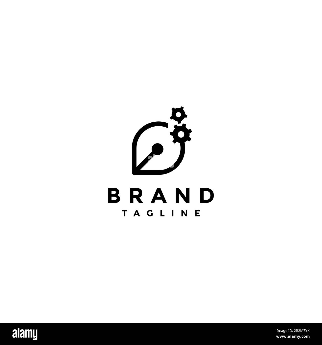 Simple Gear Pen Logo Design. Pen tip icon and gear icon in one ...