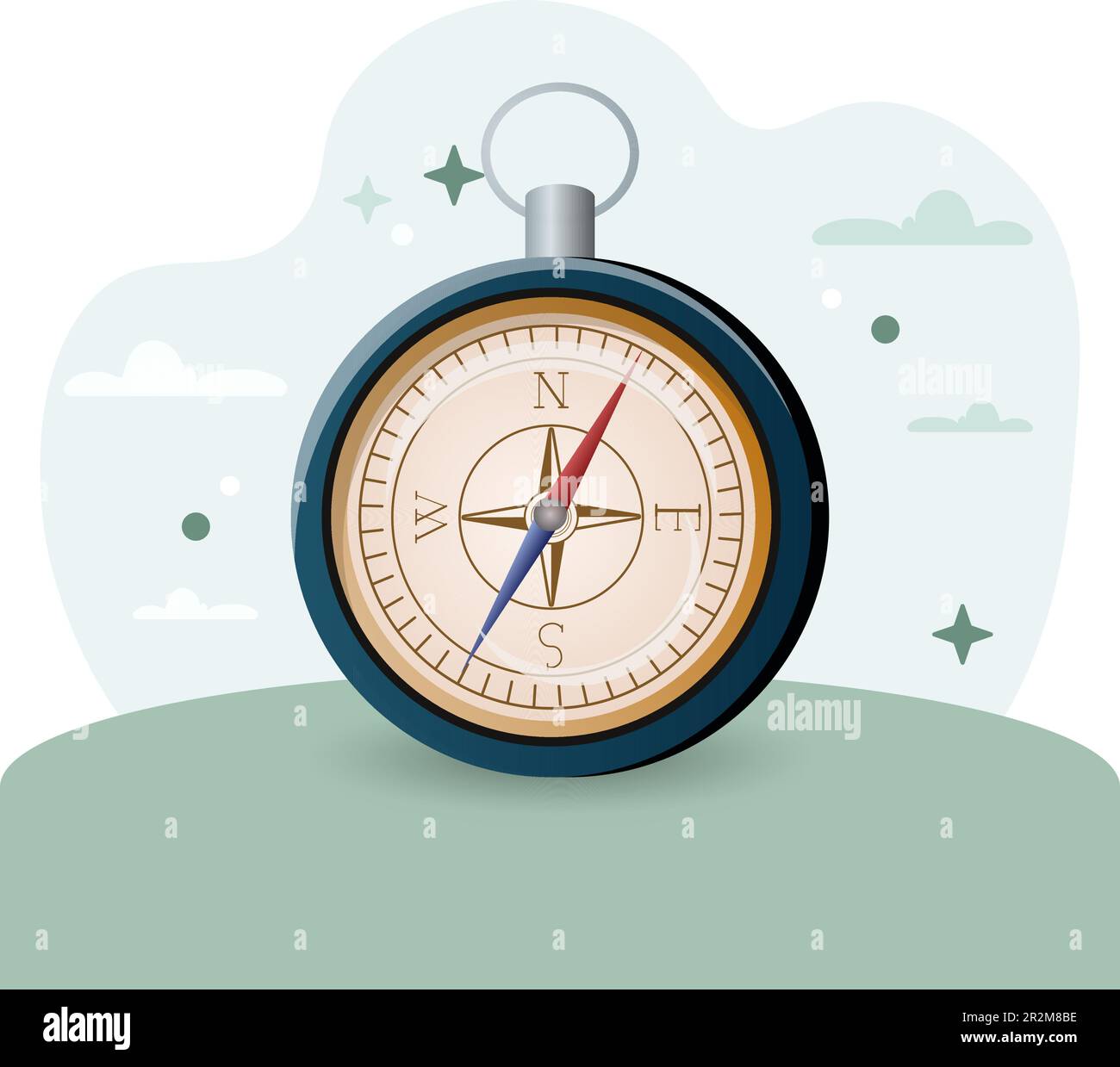 Compass illustration. Device, arrow, rose, round. Editable vector ...