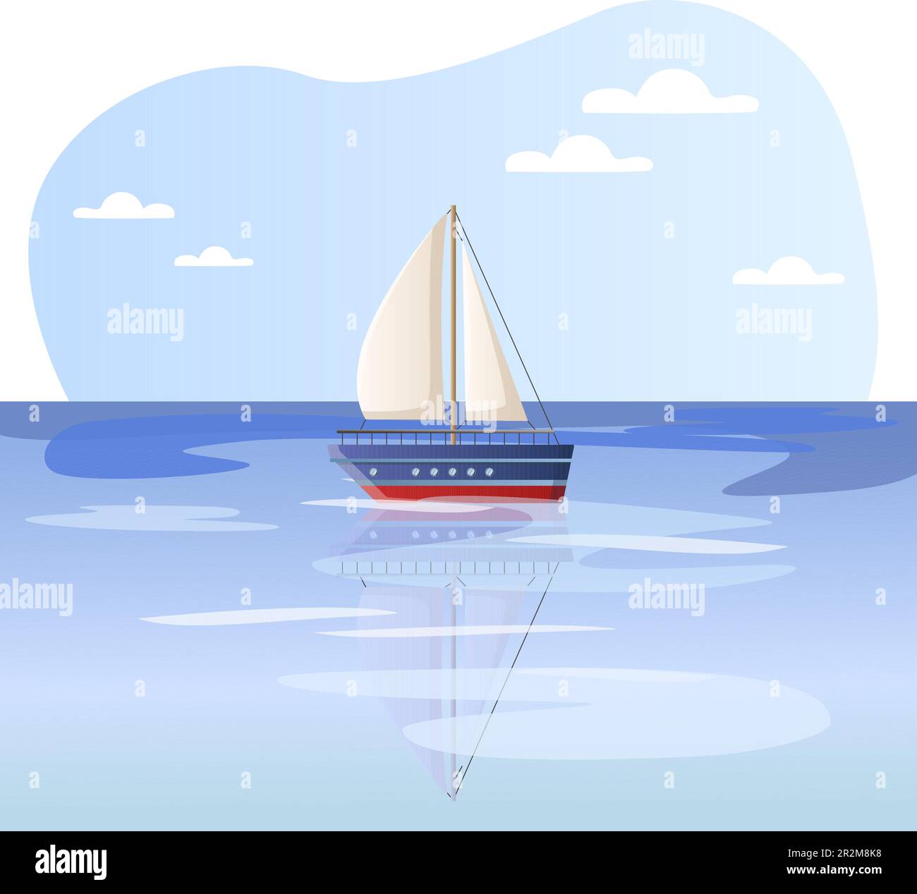 Sailboat illustration. Boat, sail, mast, water. Editable vector graphic ...