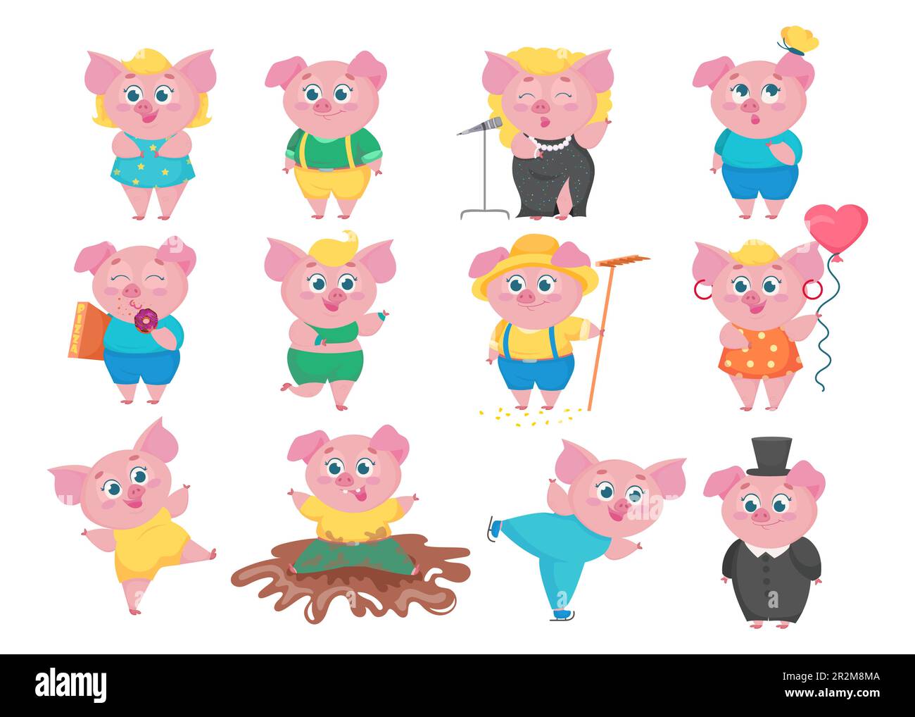 Funny pigs cartoon characters set Stock Vector Image & Art - Alamy