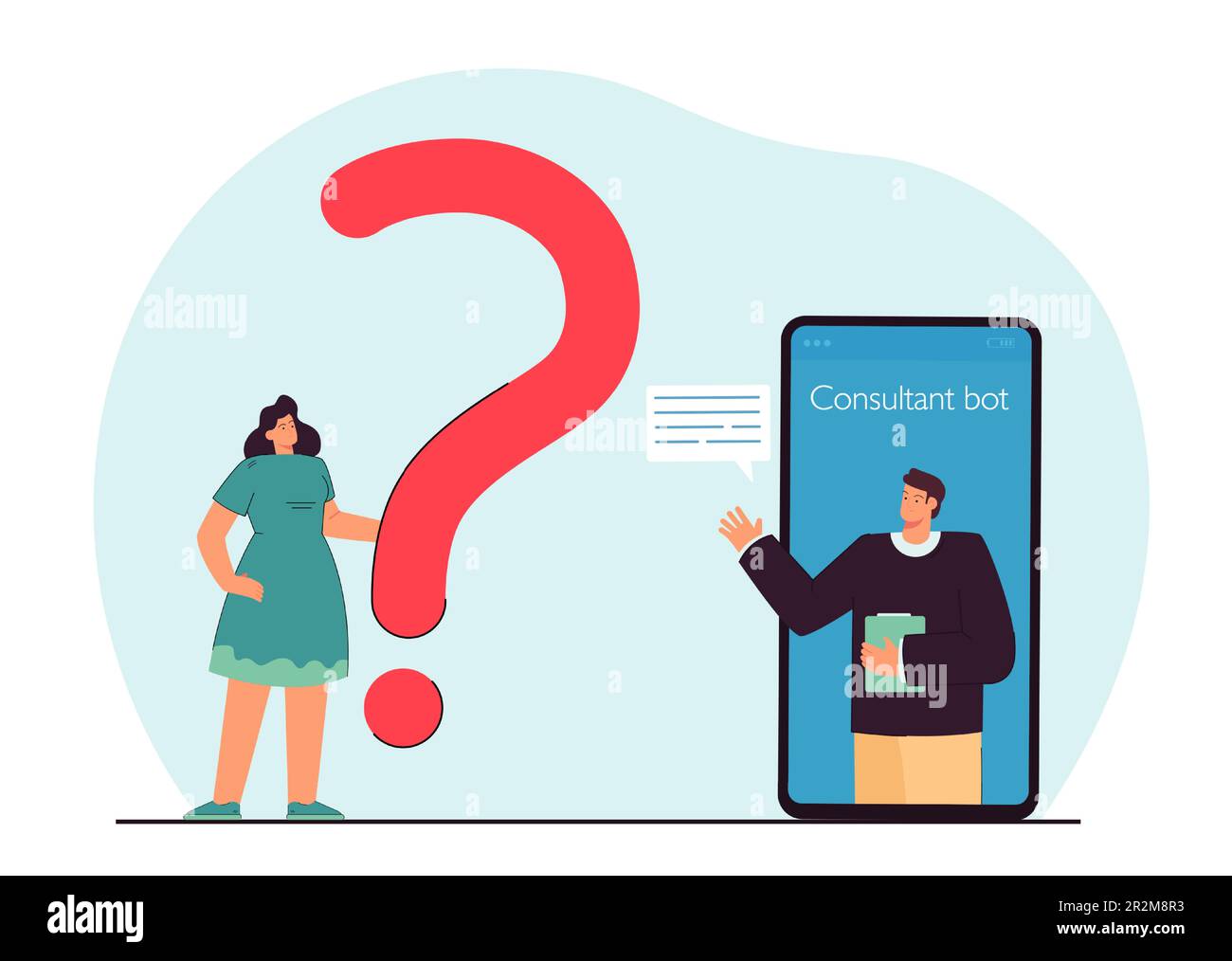 Virtual assistant man on mobile screen flat vector illustration Stock ...