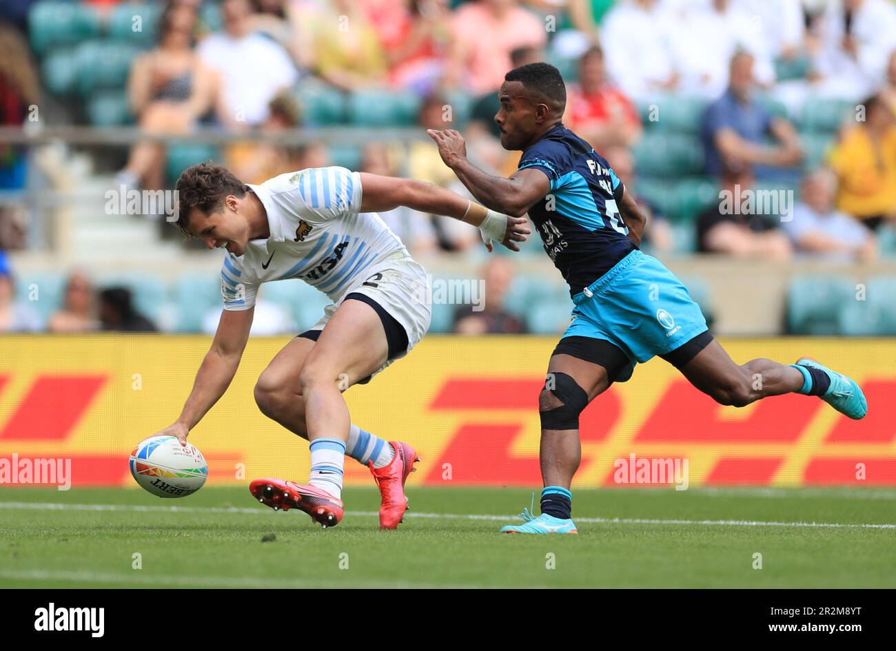 Argentina’s Tomas Elizalde scores his sides sixth try during game 12 of ...
