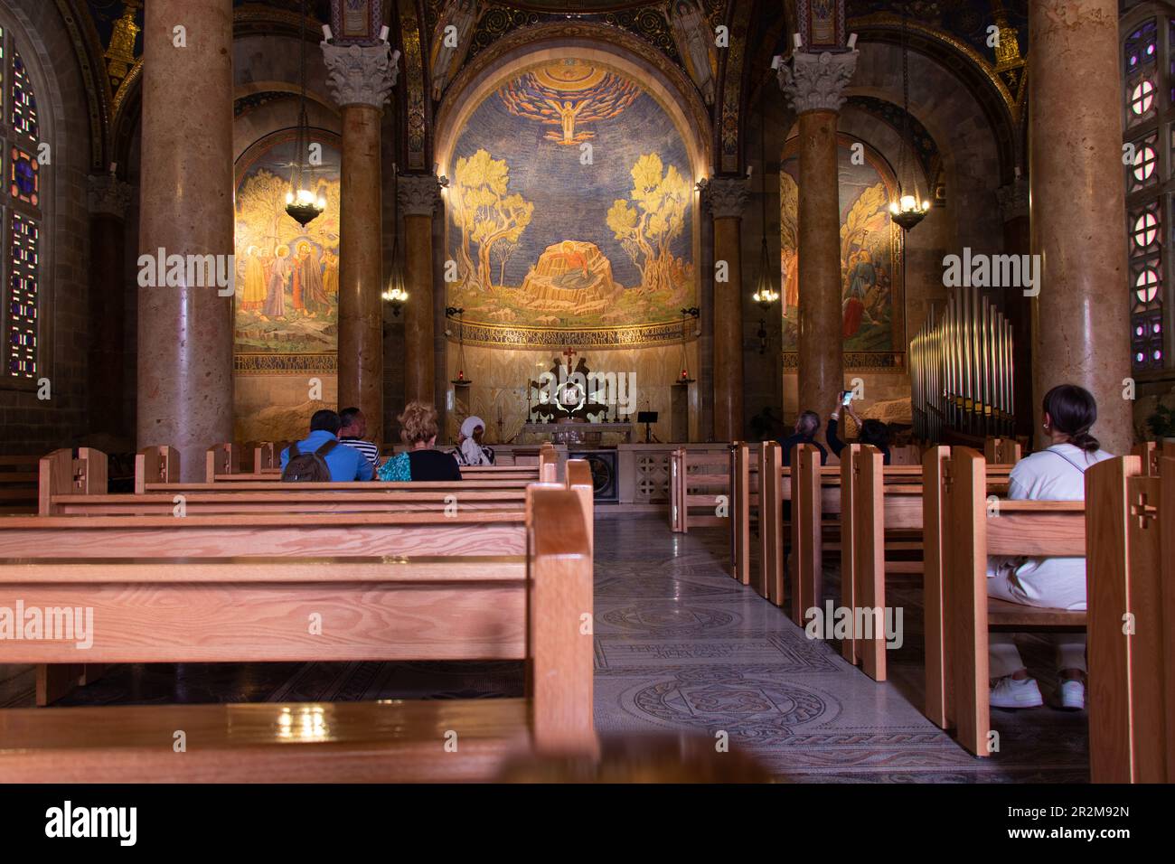 Church of All Nations in Holy Land Jerusalem. Inside view of All ...