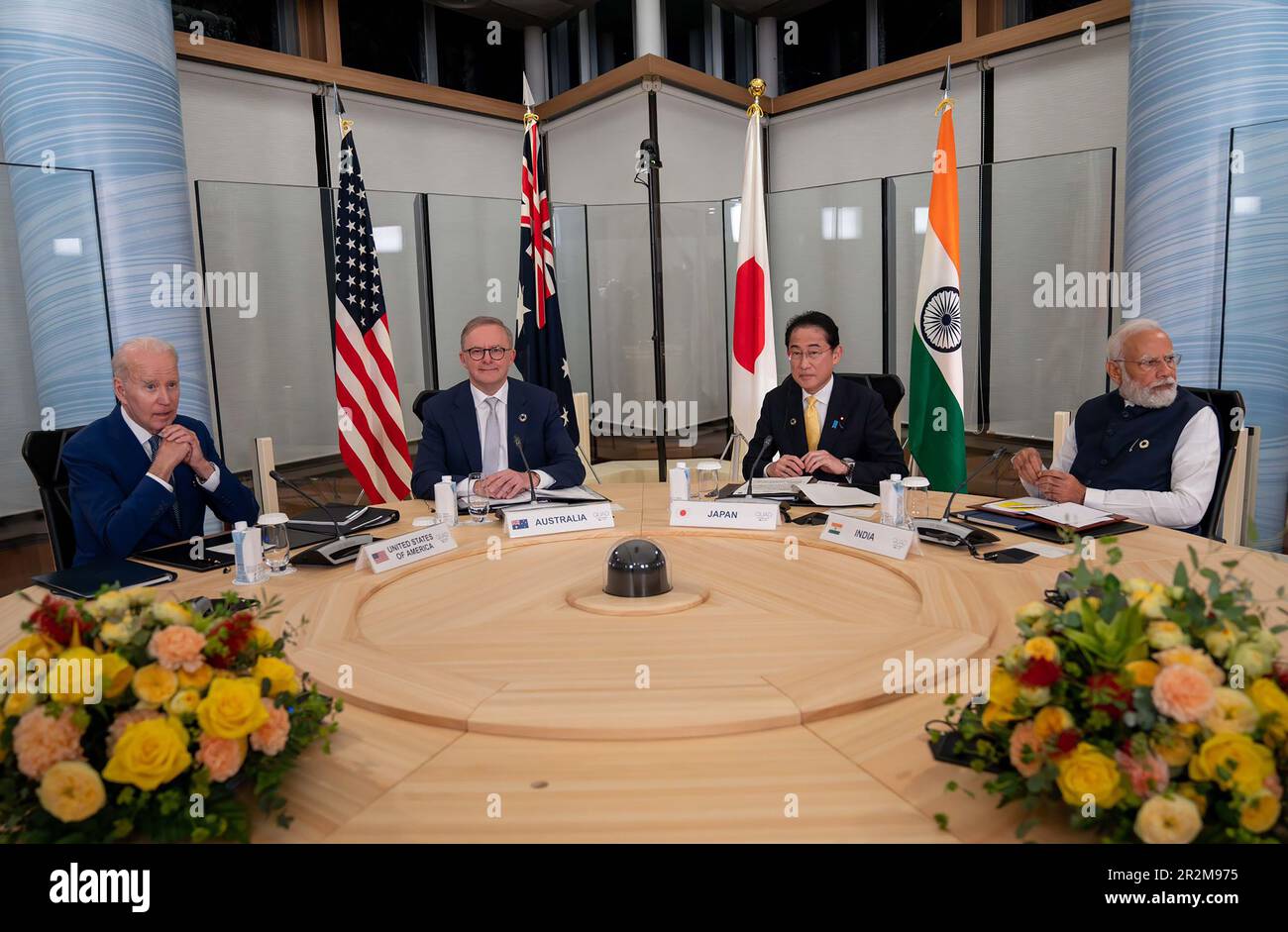 Hiroshima, Japan. 20th May, 2023. From left to right, US President Joe ...