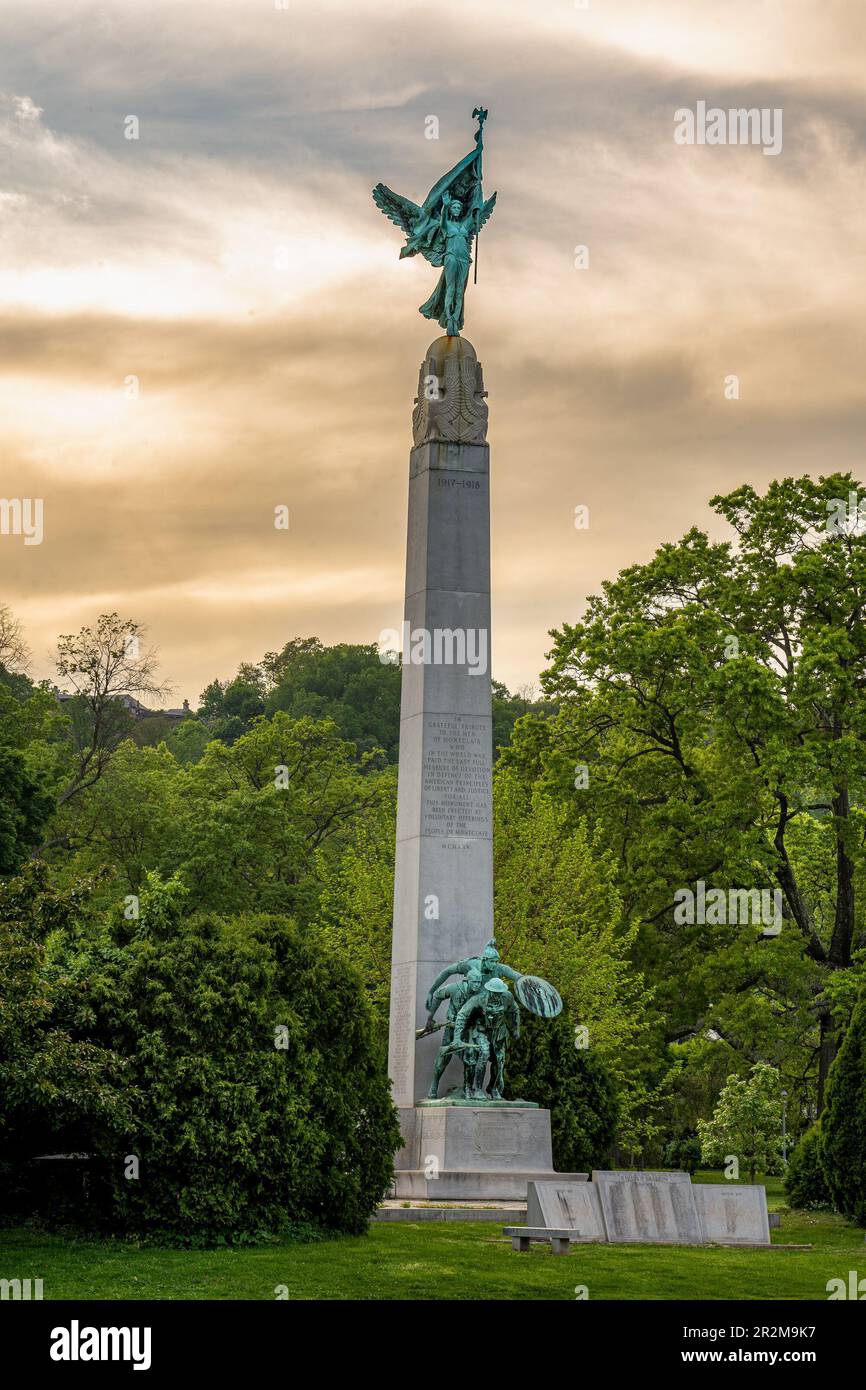 Montclair, NJ - USA - May 13, 2023 Sunset view of Soldiers and Sailors ...